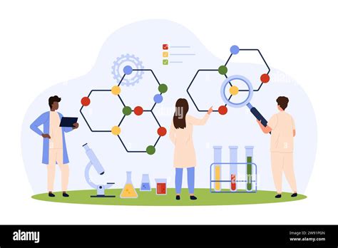 Chemistry Research Theory And Laboratory Experiment Vector Illustration Cartoon Tiny People