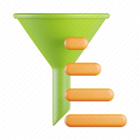 sort short wide funnel filter order sorting 3d illustration