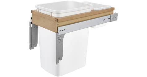 Rev A Shelf 4WCTM 12DM1 162 Wood Classics 11 3 4 W Top Mount Single Pull Out Trash Can With Mini