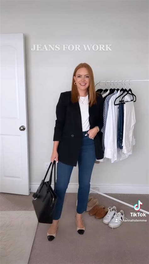 5 Ways To Style Jeans At The Office This Fall Casual Work Outfits