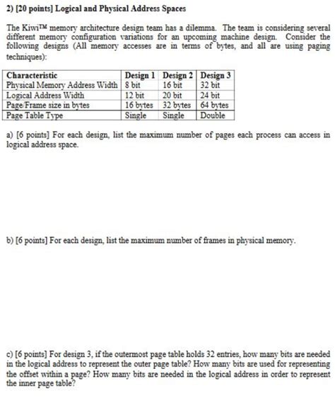 Solved 2 20 Points Logical And Physical Address Spaces