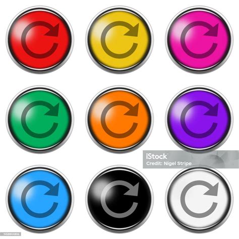 Refresh Reload Button Icon Set With Clipping Path 3d Illustration Stok
