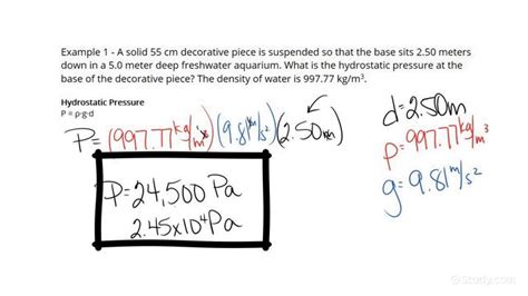how to calculate pressure on a solid object submerged in water