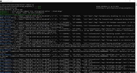 npm docker compose up command throwing error when deploying a parse