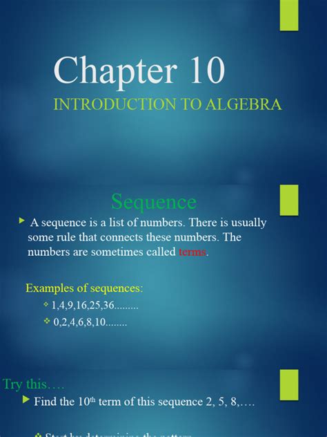 Chapter 10 Introduction To Algebra Report Pdf Numbers Equations