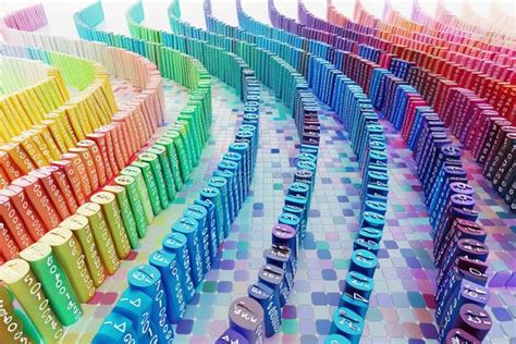 Colorful Numbers Arranged In Rows And Columns Forming An Endless Pattern Of Binary Code On A