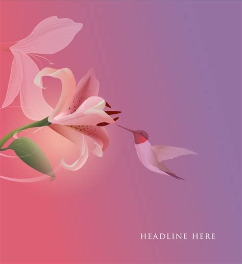 참새 배경으로 핑크 백합 프리미엄 벡터