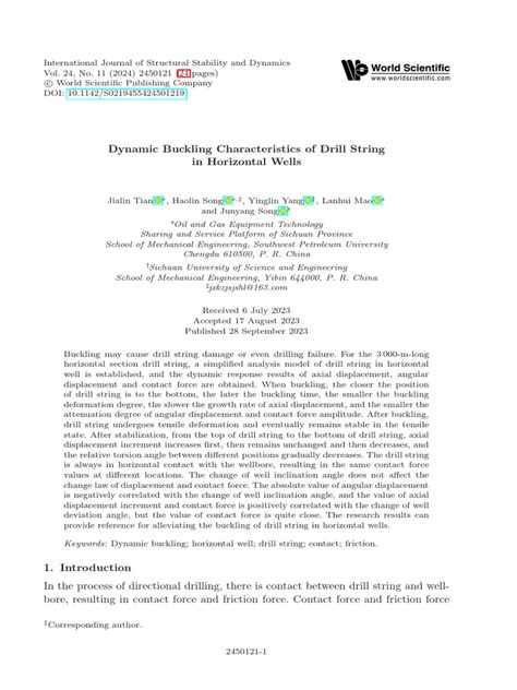 出版稿 Dynamic Buckling Characteristics Of Drill String In Horizontal Wells Pdf Buckling