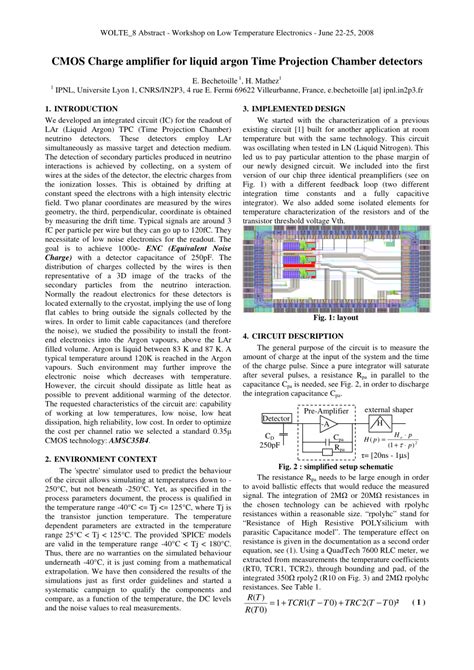 Pdf Cmos Charge Amplifier For Liquid Argon Time Projection Chamber Detectors