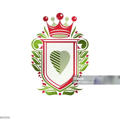 빈티지 문장 학 외 투 팔의 제국 크라운 및 백합 꽃 로얄 기호 만들었습니다 에코 친화적인 제품 기호 최고의 품질 테마 그림 Cartouche로 만든 방어 방패 고딕 양식에