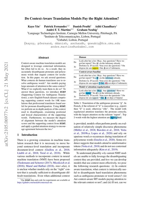 PDF Do Context Aware Translation Models Pay The Right Attention