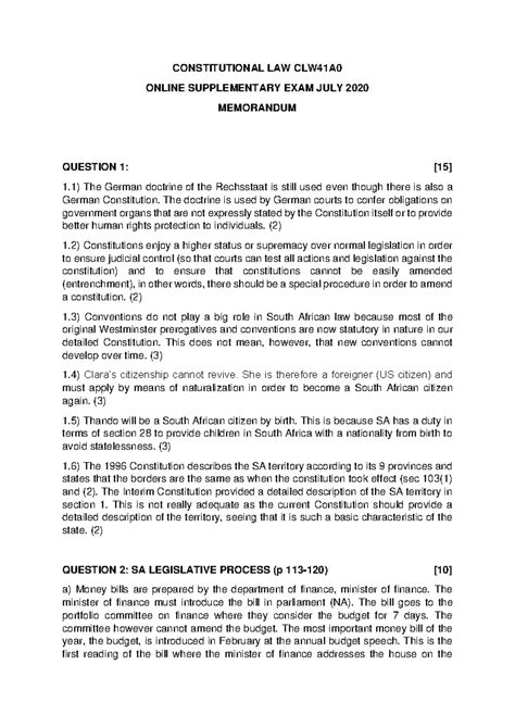 Constitutional Law Supp Exam July 2020 Constitutional Law Clw41a
