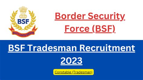 Bsf Tradesman Recruitment 2023 Notification Released For 2158 Posts