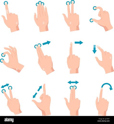 Hand Gestures For Smartphone Tablet Ot Laptop Interactive Touchscreen Finger Swipe Touch