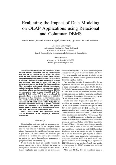 Pdf Evaluating The Impact Of Data Modeling On Olap Applications Using