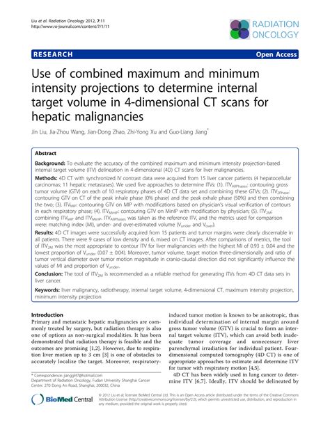 Solution Use Of Combined Maximum And Minimum Intensity Projections To Determine Internal Target
