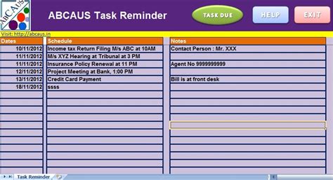 Abcaus Excel Task Reminder Download