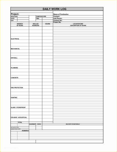Daily Construction Log Template Free Of 9 Editable Daily Work Log Template Sampletemplatess