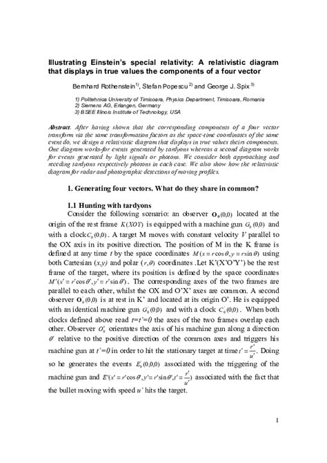 Pdf Illustrating Einsteins Special Relativity A Relativistic Diagram That Displays In True