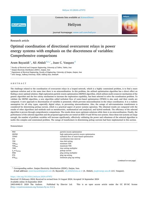 Pdf Optimal Coordination Of Directional Overcurrent Relays In Power Energy Systems With