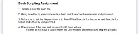 Solved Bash Scripting Assignment 1 Create A New File Bash Chegg