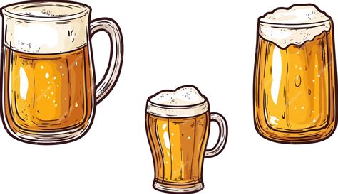 Different Types Of Beer Glasses And A Bottle Premium Ai Generated Vector