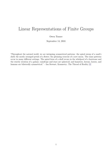 Pdf Linear Representations Of Finite Groups