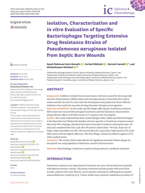Pdf Isolation Characterization And In Vitro Evaluation Of Specific Bacteriophages Targeting