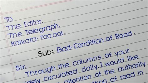 Write A Letter To The Editor Of An English Daily Complaining About The