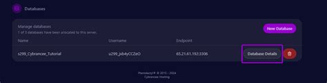 How To Create A Database On Pterodactyl Cybrancee Knowledgebase