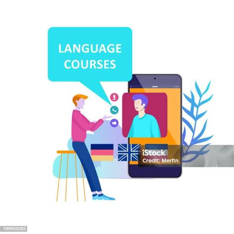 온라인 언어 코스 원격 교육 교육 언어 학습 인터페이스 및 교육 개념 개념에 대한 스톡 벡터 아트 및 기타 이미지 개념