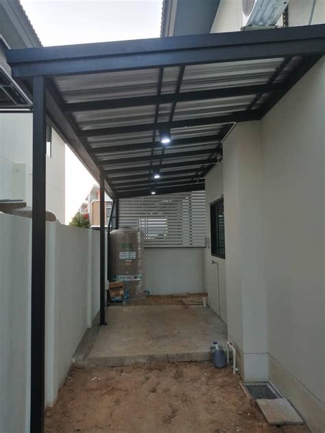 🏡🏡🏡 เสร็จไปอีก 2 หลัง ผลงานต่อเติมหลังคากันสาดเมทัลซีล โชว์โครงสีดำ แปคู่ รางน้ำซ่อน ระแนงบังตา