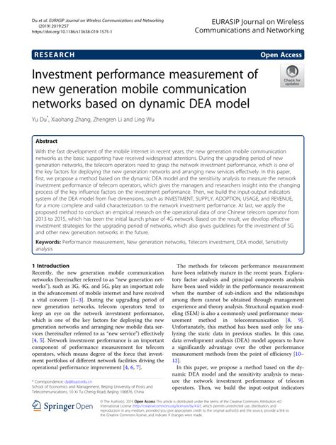 Pdf Investment Performance Measurement Of New Generation Mobile Communication Networks Based