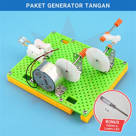Jual Paket Generator Pembangkit Listrik Tangan Engkol Tuas Rangkaian Praktek Diy