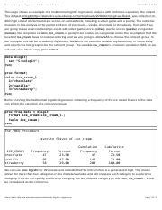 Multinomial Logistic Regression SAS Annotated Output Pdf Multinomial Logistic Regression
