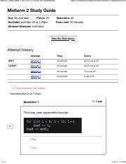 CS150 41553 Midterm 2 Study Guide Course Hero