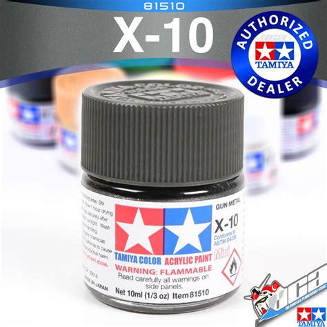 Tamiya 81510 X 10 Gun Metal Acrylic Mini 10ml Plastic Model Hobby Paint