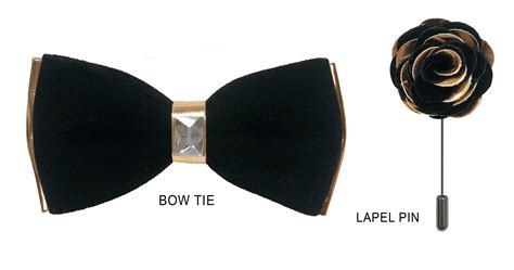 Mens Two Layered Velvet Bow Tie And Lapel Set Black Blush Burgundy