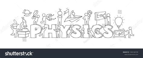 Physics Lab Sketch With Teamwork And Science Symbols