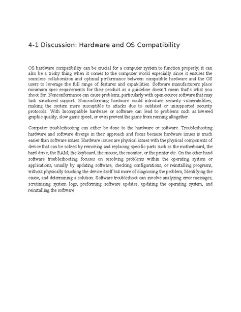 4 1 Discussion Hardware And OS Compatibility Software Manufacturers Place Minimum Spec Studocu