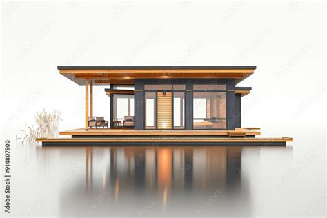 Modern Floating Villa With Sleek Wooden Accents And Full Height Glass