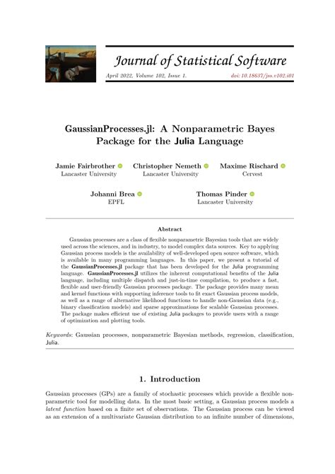 pdf gaussianprocesses jl a nonparametric bayes package for the