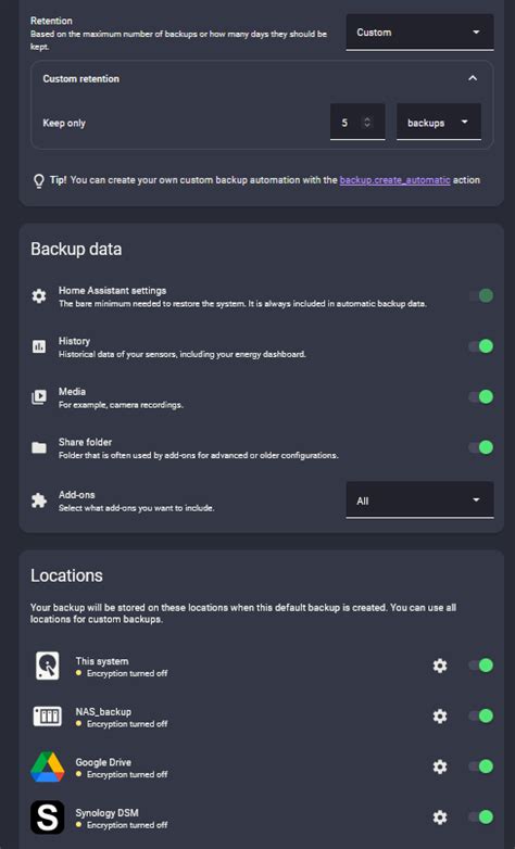 Allow Separate Backup Schedule Per Location Feature Requests Home Assistant Community