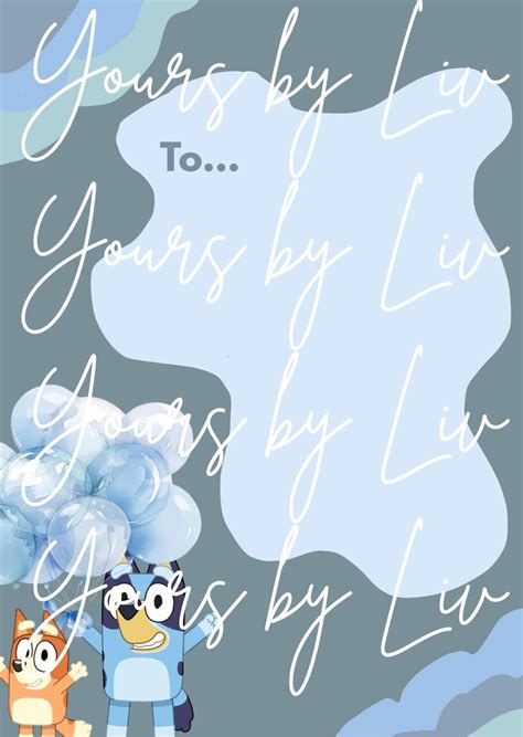 Bluey Birthday Invatation Etsy