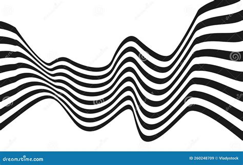 Abstract Black And White Curved Line Stripe Wave Stock Vector