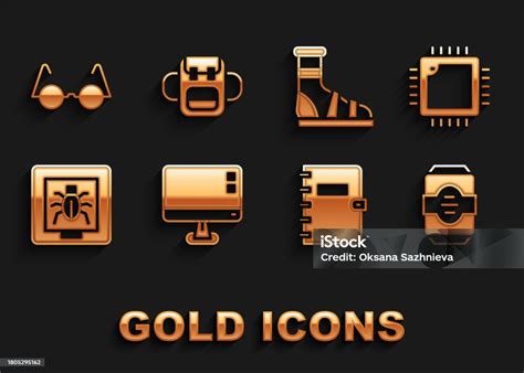 Set Computer Monitor Screen Processor With Cpu Energy Drink Spiral