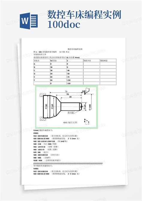 数控车床编程实例 docWord模板下载 编号lwxdwzkg 熊猫办公