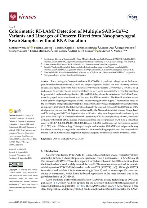 Pdf Colorimetric Rt Lamp Detection Of Multiple Sars Cov 2 Variants
