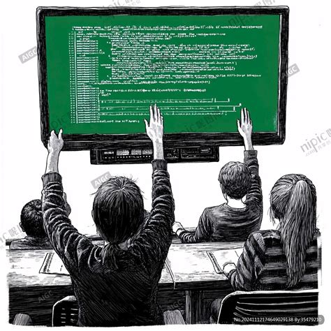Ai创作图程序员生活 1024程序员 程序员培训 编程教学 网游黑板风素材 学生上信息课 It学校 信息课堂 信息学校 黑板风插画 学编程 数字教科书 编程班 大学黑板 开会黑板nipic