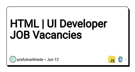 Html Ui Developer Job Vacancies Rdevto